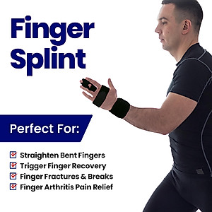 Trigger Finger Splint Middle Finger Brace | Middle Finger Splint For Broken or Fractured Middle Finger, Arthritis, Tendonitis, Tenosyvitis | Mallet Trigger Finger Straightener Immobilizer | LARGE