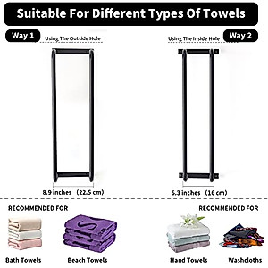 YYP Towel Racks for Bathroom, Towel Rack Wall Mounted, Stainless Steel Towel Holder for Bathroom Wall, Easy to Install Bathroom Towel Storage, Black