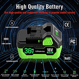 Jialitt 36V/18V 6.0Ah Li-Ion Replacement for Metabo HPT Battery MultiVolt 36V/18V 371751M 372121M BSL36A18 BSL36B18 Cordless Power Tools