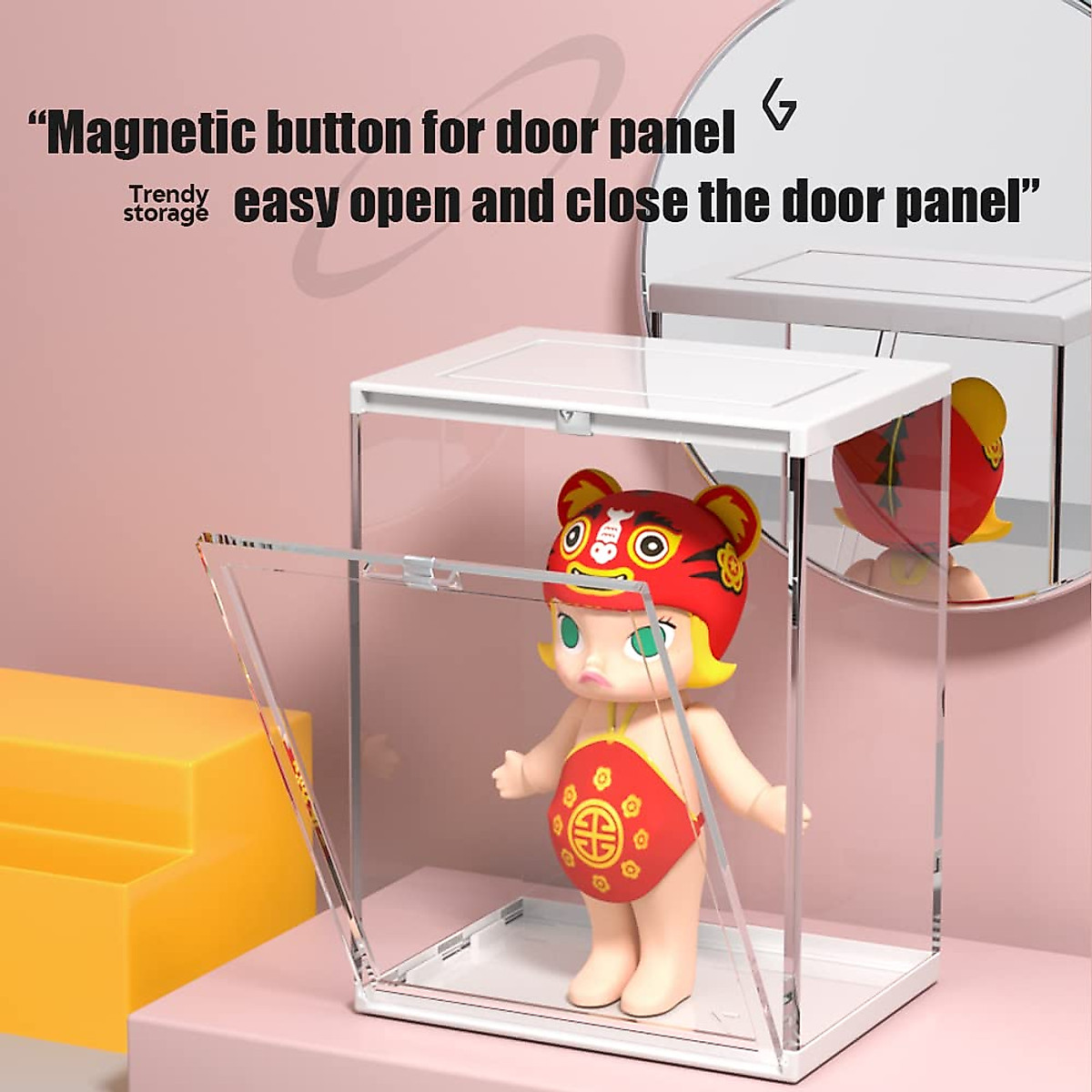 GOTO 12pcs Small Clear Display Cases for Blind Box Toy Pop Mart Bearbrick 100 Mini Action Figures Organizer Display Box Container Unit (12, 0.5L/Box)