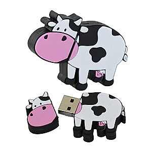 4GB Cow Shape USB Memory Stick USB 2.0 Data Storage Pen Drive with Lanyard Thumb Flash Drives USB Drive (White)