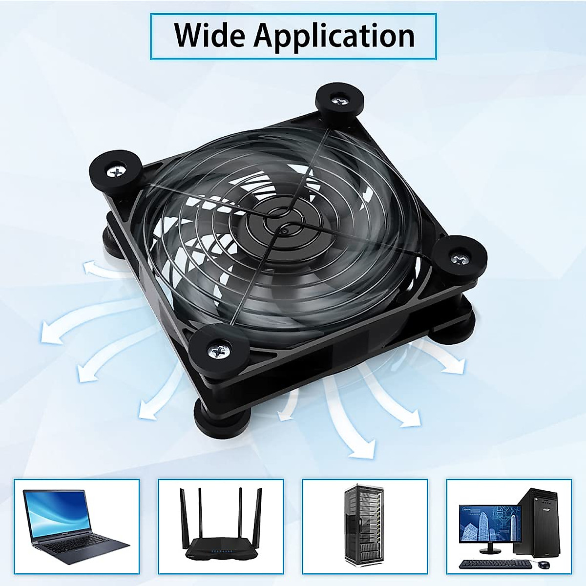 NewHail 2Pack Quiet 120mm USB Fan Dual-Ball Bearings, USB Fan 5V, with L/M/H 3-Degree Speed Controller High Airflow Cooling Fan for Router Modem Receiver DVR PlayStation Xbox TV Box