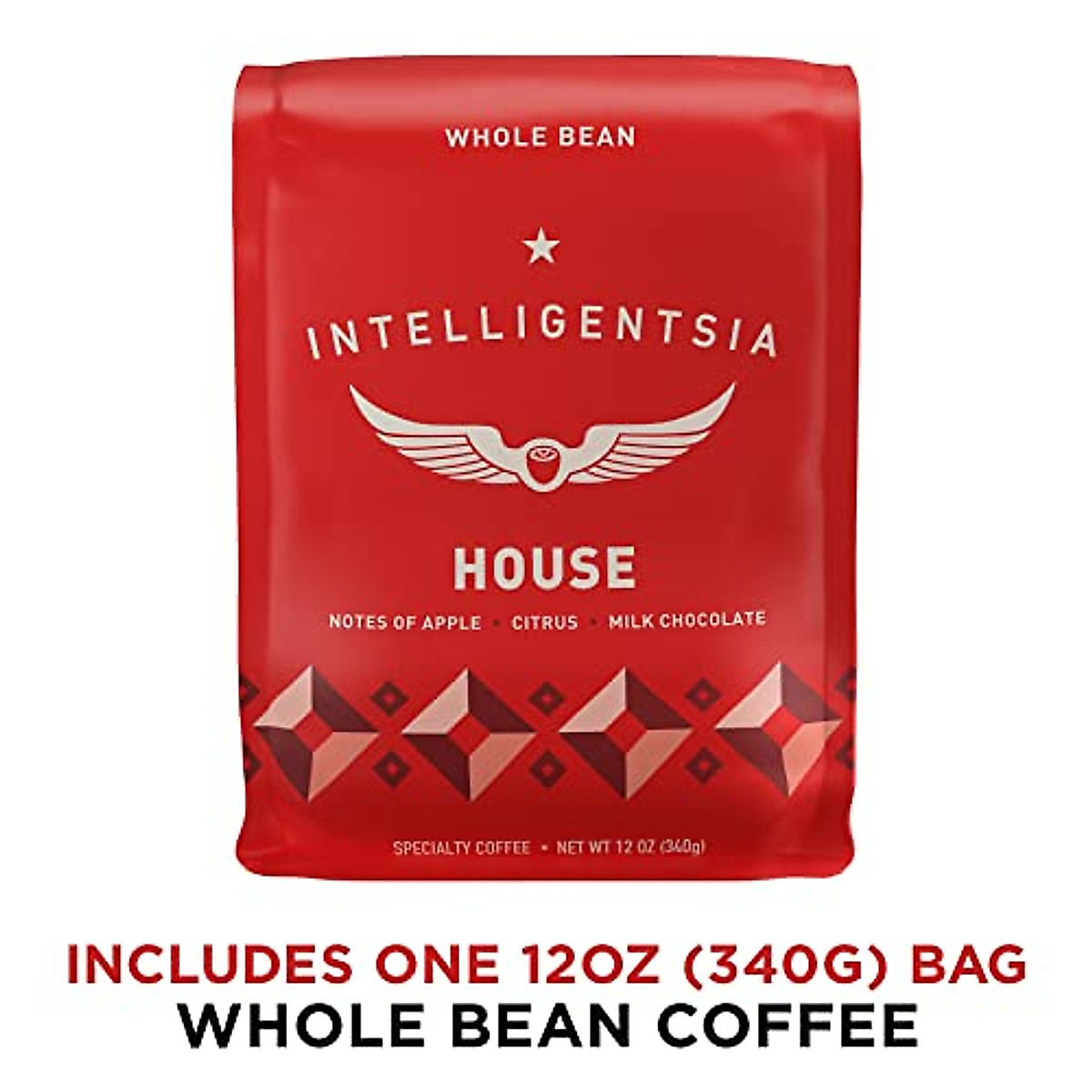 Intelligentsia Coffee, Light Roast Whole Bean Coffee - House 12 Ounce Bag with Flavor Notes of Milk Chocolate, Citrus and Apple