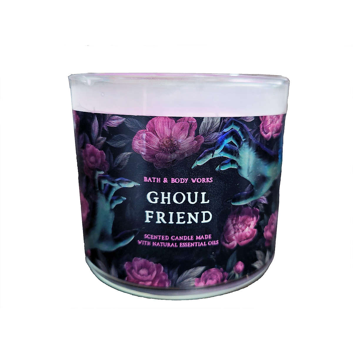 Bath & Body Works, White Barn 3-Wick Candle w/Essential Oils - 14.5 oz - 2021 Halloween! (Ghoul Friend)