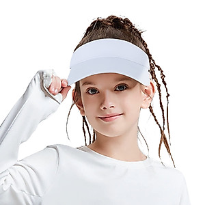 Durio Kids Sun Visor Hat Girls Hat Adjustable Kids Baseball Hat Sports Baseball Cap Athletic Kids Beach Hat Tennis Golf Sun Hats for Kids B White&Pink 6-12 Years