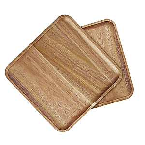 Linwnil Square Acacia Wood Plate,Wooden Trays Serving Platters Dinner Server Trays Dessert Cookie Snack Charcuterie Boards,7.8" x 7.8"