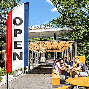 FSFLAG Open Feather Flag, Open Flag for Business with Pole Kit and Ground Stake, Open Signs Swooper Flag Advertisng Feather Banner Outside for Businesses 11Ft