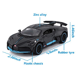 Bugatti Divo Diecast Car,Zinc Alloy Casting Model Toy Car Pull Back Car,1/32 Scale - Toy Gift for Kids Toddlers Boys and Girls (Gray)