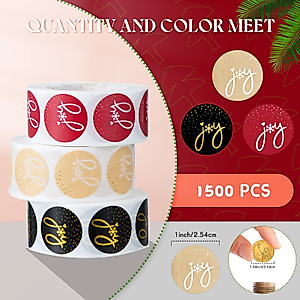 Chinco 1500 Pieces Joy Christmas Stickers for Envelopes Seals Decorative Christmas Joy Card Stickers Decals Labels for Xmas Party Favors Supplies Decoration, 1 Inch