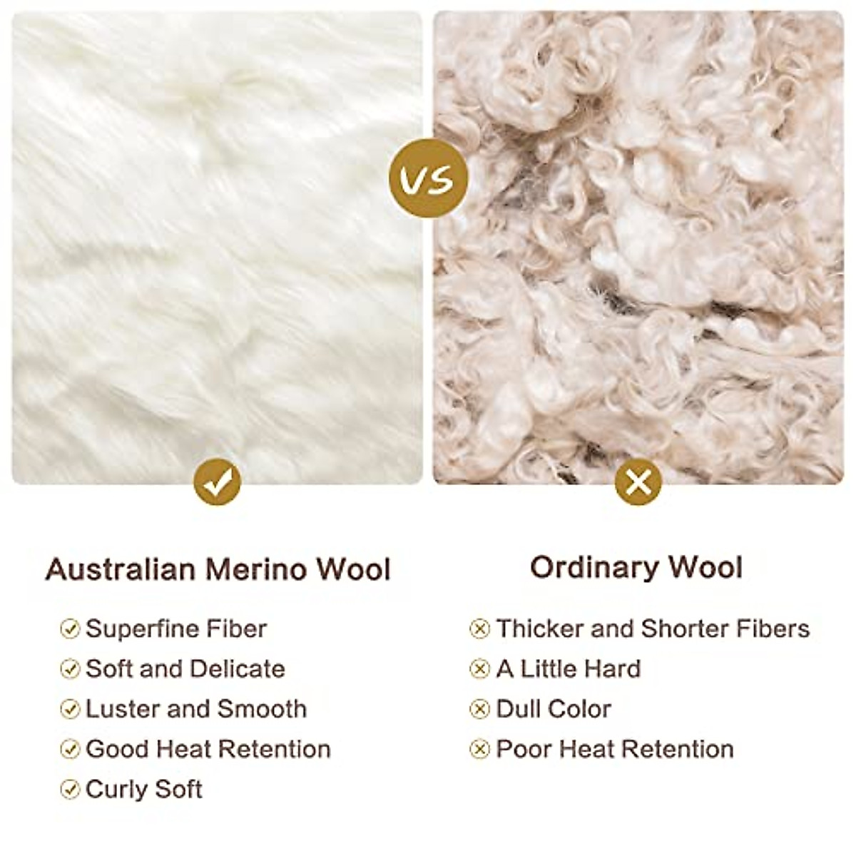 YOUR MOON Pure Wool Blanket Throw Queen Size 100% Australian Natural Wool Bed Blanket, Washable Wool Blanket Throw, Hypoallergenic- Non-Itchy Or Scratchy Fabric (Plaid Brown, 90 * 90)