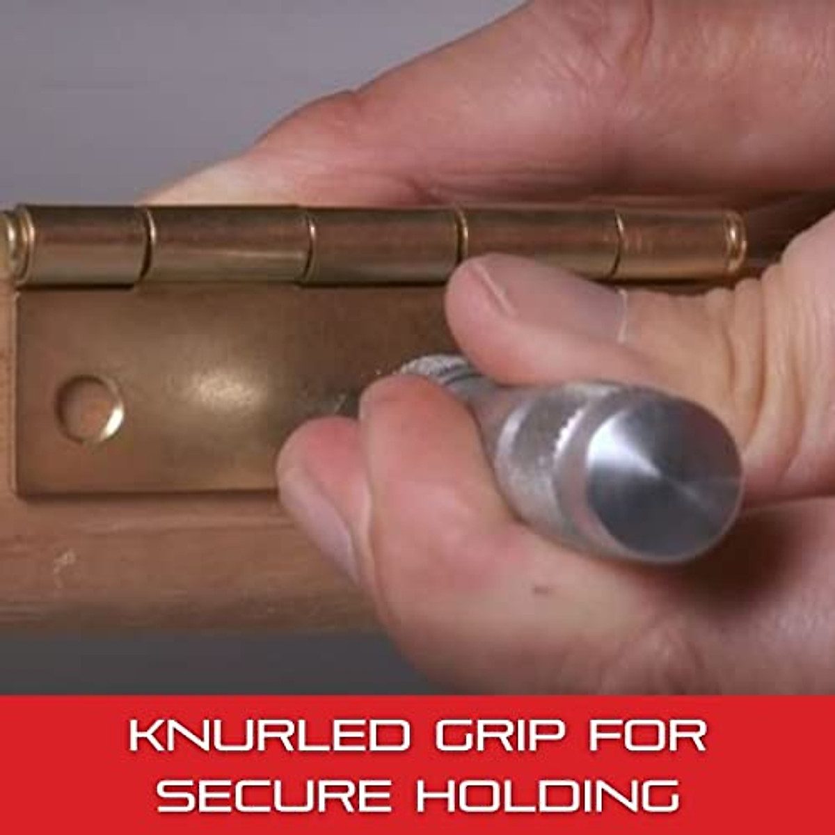 Starrett Steel Center Punch with Round Shank and Knurled Finger Grip - Hardened and Tempered, 5" (125mm) Length, 1/4" (6.5mm) Diameter Tapered Point