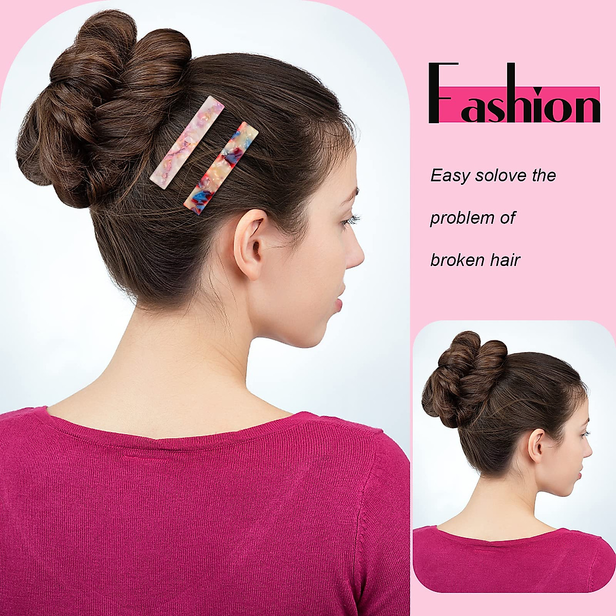 VAIPI 20 Packs Acrylic Hair Clips for Women Styling No Bend Hair Barrettes Cute Resin Flat Hair Pins Girls Makeup Accessories No Crease Hairstyle Snap Clip for Long Short Hair Thick Thin Hair Styling