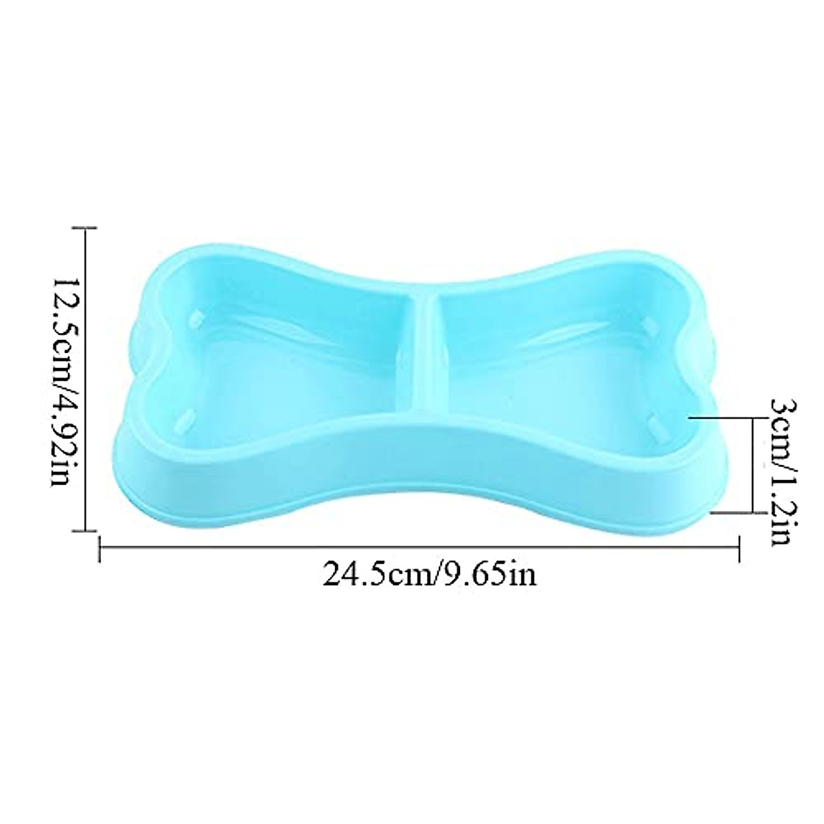FUUIE Bowls for Food and Water 1PC Bone Shape Pet Dog Bowl Plastic Portable Durable Puppy Pet Feeding Bowl Double Fashion Solid Cat Feeding Bowls Pet Supplies (Color : Blue)