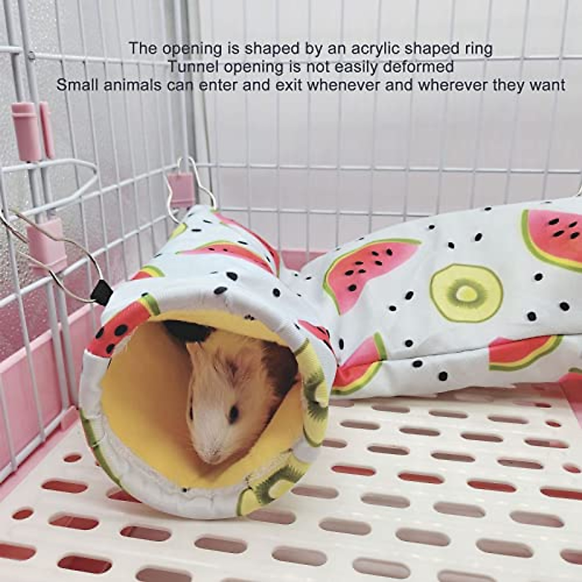 Hamster Tunnel Bed,Funny Hamster Corner Hideaway Tunnel Fruit Pattern Small Pet Tunnel Toy for Ferret Rat Chinchillas Hammock Sleeper Cage Accessories