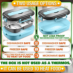 Lunch Containers for Adults - Bento Lunch Box with Compartments for Hot Food Warmer - Hot Lunch Box Accessories for Adults - Stainless Steel Food Storage Container Lunch Box - Portable Lunch Warmer