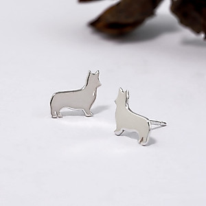 Boma Jewelry Sterling Silver Corgi Dog Stud Earrings