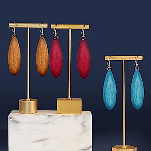 8 Pairs Unique Lightweight Handmade Vintage Bohemian Nature Wooden Dangle Drop Earrings Boho Retro Geometric Teardrop Wood Hook Earring Sets for Women Statement Jewelry Gifts (8 Pairs)