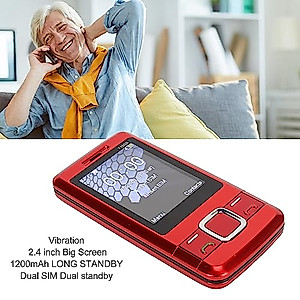 Unlocked Slider Phone, 2G GSM 1200mAh Battery Loud Voice Big Button Dual Card Senior Cell Phone for Elderly Kids Unlocked Mobile Phone Flip Cell Phone for Seniors (Red)