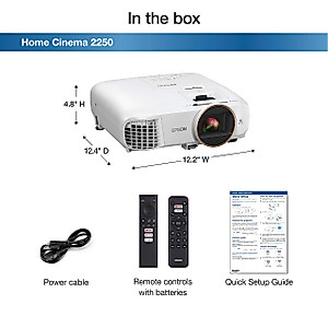 Epson Home Cinema 2250 2700-Lumen Full HD 3LCD Smart Home Theater Projector (Renewed)
