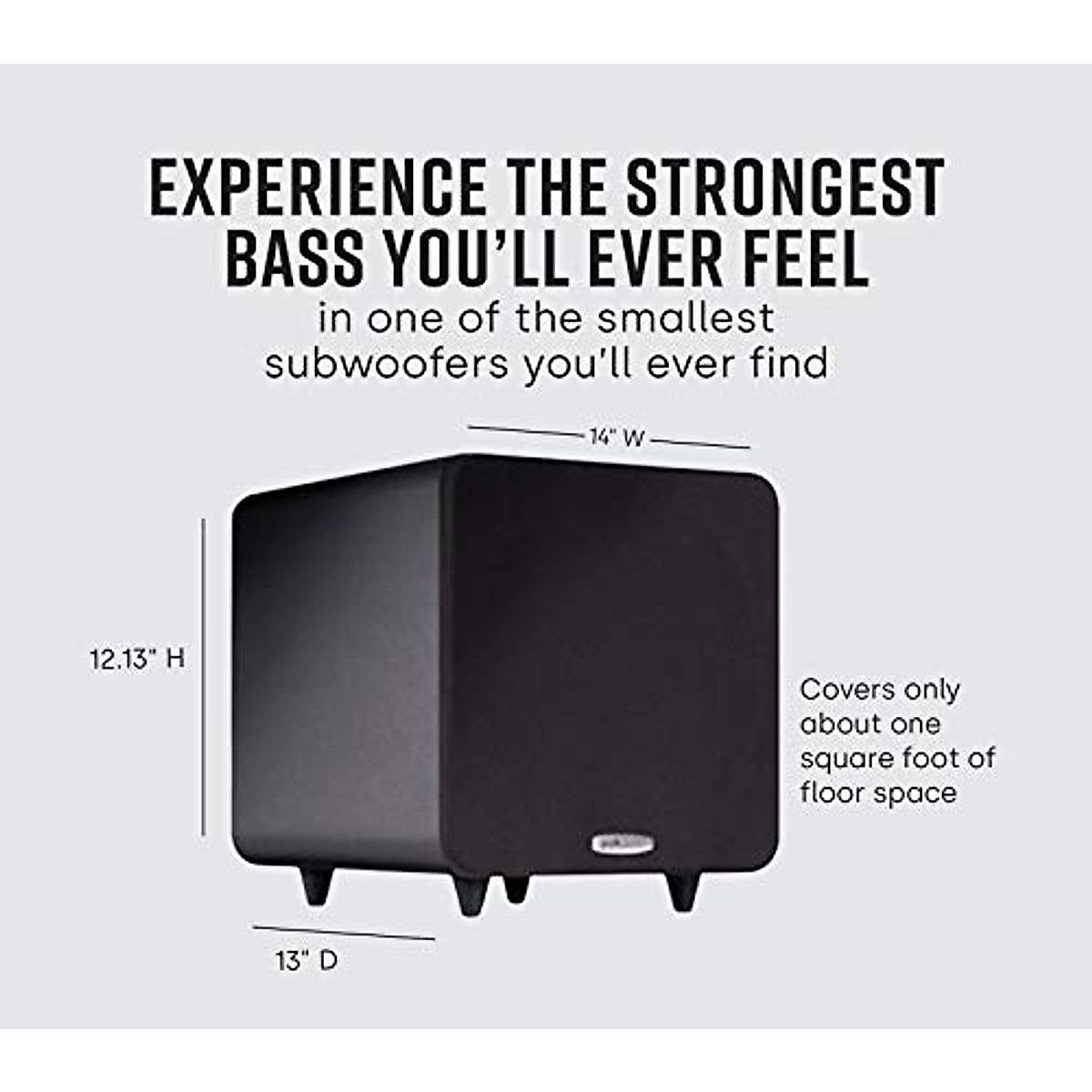 Polk Audio PSW111 8" Powered Subwoofer - Power Port Technology | Up to 300 Watt Amp | Big Bass in Compact Size | Easy Setup with Home Theater Systems Black