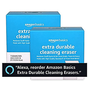 Amazon Basics Extra Durable Cleaning Eraser, White, 14 Count