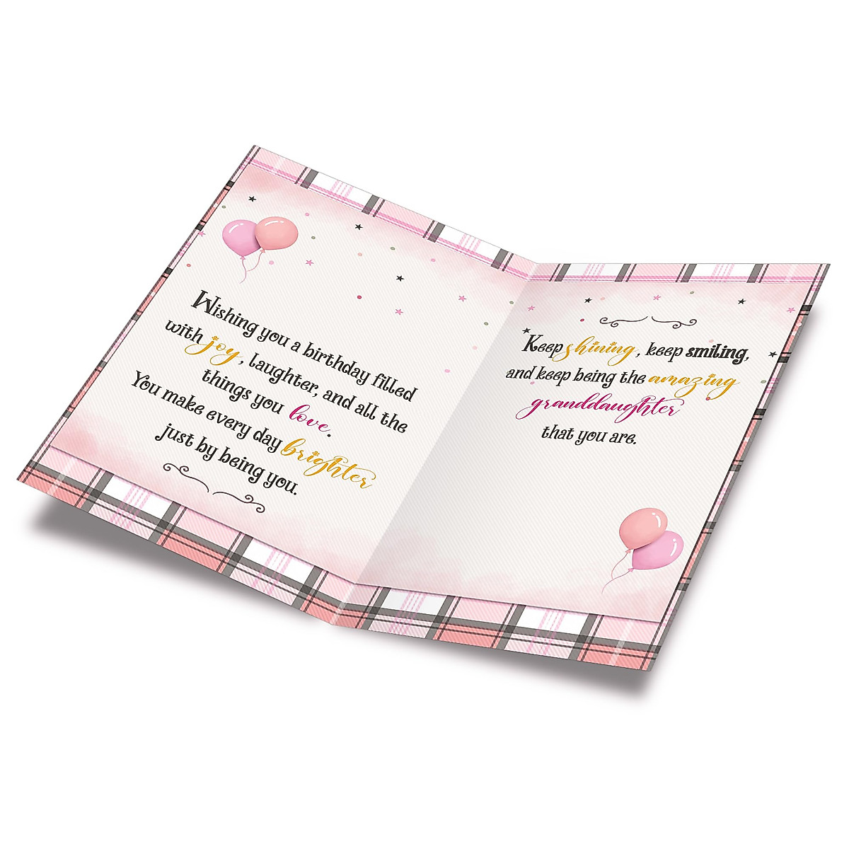 Prime Greetings Granddaughter Birthday Card, Made in America, Eco-Friendly, Thick Card Stock with Premium Envelope 5in x 7.75in, Packaged in Protective Mailer