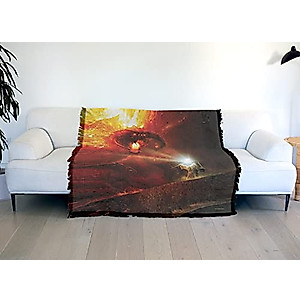 LOGOVISION The Lord of The Rings Blanket, 50"x60" Gandalf Against Balrog Woven Tapestry Cotton Blend Fringed Throw Blanket