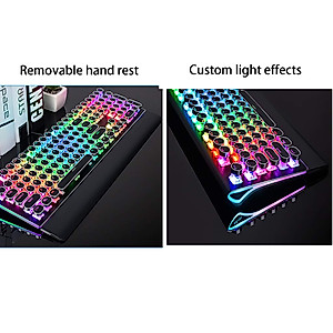 ARCH Wired Gaming Keyboard with Detachable Wrist Rest 108 Keys Mechanical Keyboard and Mouse Combo for Windows, iOS, Android, Computer Desktop PC Laptop (Color : C, Size : Black Shaft)