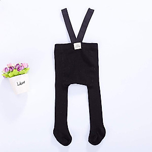 Mubineo Infant Newborn Baby High Waist Leggings Tights Socks Girls Boys Toddler Suspender Pantyhose (Black, 6-12 Months)