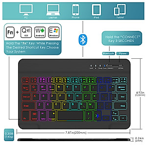 DETUOSI Backlit Keyboard Case for Samsung Galaxy Tab A7 Lite 8.7" 2021 (SM-T220/T227U) with S Pen Holder, 3 Viewing Angles Folio Leather Book Cover with Magnetic Closure + Wireless Keyboard Detachable