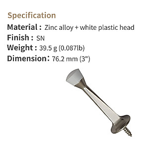 Greatim GT-DS-2 3 inch Heavy Duty Solid Rigid Door Stop, Zinc Die Cast Door Stopper, Soft Bumper Tips, Zinc Alloy, Black, 5 Pack