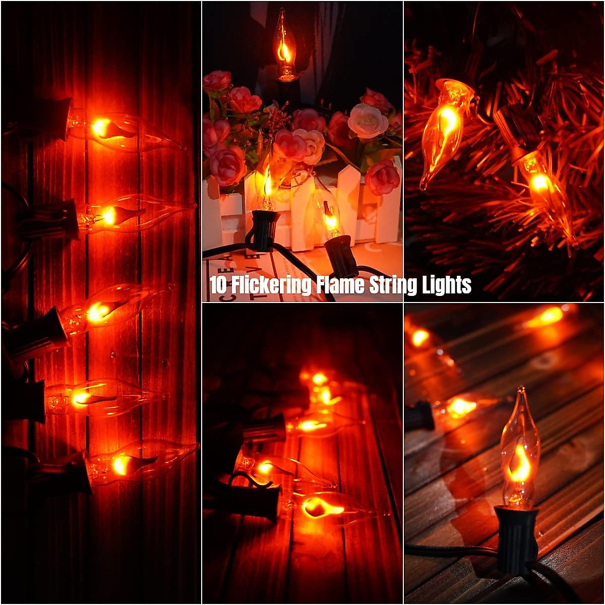 Supernoor Christmas Flickering Flame Light Bulbs,12 Pack C18 Flicker Flame Light Bulbs E12 Base 120 Volts 1 Watt for Electric Candle Lamps Window Candelabra Chandeliers Christmas Bulbs