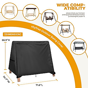 skyfiree Outdoor Patio Swing Cover 420D Waterproof A Frame Porch Swing Cover UV Resistant Weather Protector for Outdoor Courtyard Patio Swing Furniture 71.6x54.7x66.9 Inch (Black)