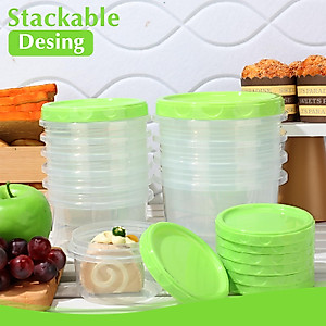 Maxcheck 18 Pcs 34/17/8.5 oz Meal Container Twist Cap Food Storage Containers Sturdy Plastic Snack Containers Reusable Round Freezer Containers for Food(Green)