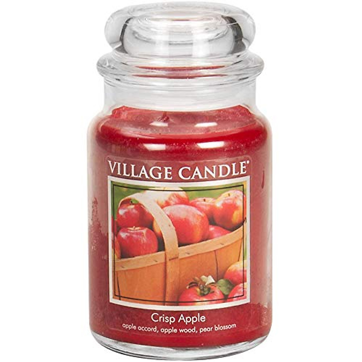 Village Candle Crisp Apple Large Glass Apothecary Jar Scented Candle, 21.25 oz, Red