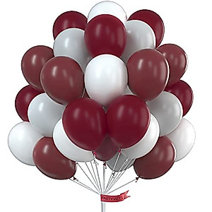 PartyWoo Burgundy Gray White Balloons, 60 pcs Balloon Pack of Burgundy Balloons Wine Red Balloons Gray Balloons White Balloons for Burgundy Baby Shower Decorations, Memorial Day Decorations