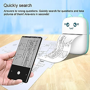 EMVANV Mini Pocket Thermal Printer, Portable Bluetooth Compatible Travel Printer Label Printer Printable Photos, Lists, QR Codes, Notes with Printing Paper(Blue)