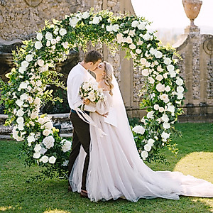 COCOBOO 26.2ft 4pcs White Rose Garland, Artificial Flower Vines, Fake Silk White Rose Garland, Hanging Floral Garland for Wedding Arch Ceremony Home Garden Outdoor Wall Decorations