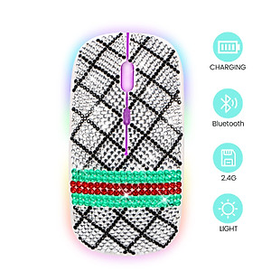 Wireless Mouse,Attoe 2.4GHz Bling Dazzling Ergonomic Portable Girls Mouse Silent 800/1200/1600 DPI USB Optic Mouse Convenient for PC Laptop Notebook Windows
