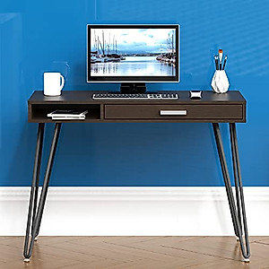 SHW Home Office Computer Hairpin Leg Desk with Drawer