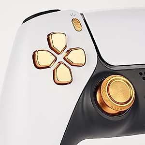 Avericht Metal ABXY Buttons Dpad Thumbsticks for PS5 Controller, Metal Aluminum Bullet Buttons & Dpad & Analog Stick Replacement Kit for PS5 Controller (Gold)