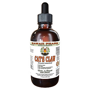 Cat's Claw Alcohol-Free Liquid Extract, Cat's Claw (Uncaria Tomentosa) Dried Inner Bark Glycerite Hawaii Pharm Natural Herbal Supplement 4 oz
