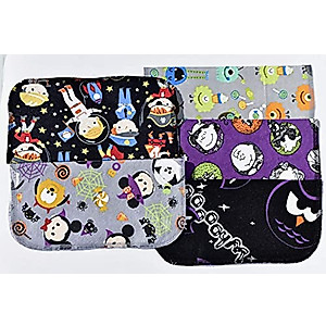 1 Ply Printed Flannel 9x9 Inches Little Wipes Set of 5 Fun Characters Halloween