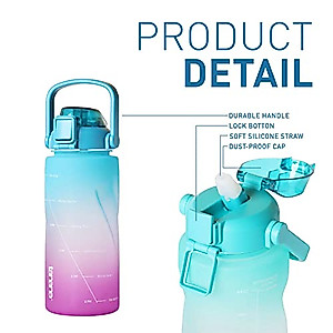 TANANA 64oz Half Gallon Water Bottle With Sleeve, No Chemical Smell, No Leaking, Tritan/BPA Free 1/2 gallon water jug with Time Marker/Straw/Handle for Women/Men to Use in the Gym
