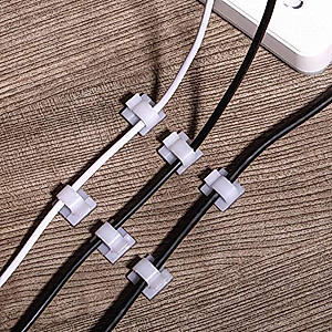 100 Pieces Cable Clips Outdoor Light Clips Cord Organizer Self Adhesive Wire Clips Mini Hooks Cable Wire Management Holder for Car Office Home Fairy Light Decoration (White, Small)