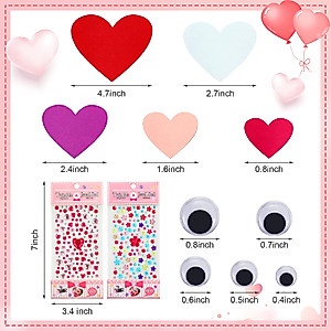 560 Pieces Valentine's Day DIY Craft Kit Felt Heart Animals Art Craft Set with Googly Eyes Gem Sticker for Kid Valentines Game Activity Party Supplies