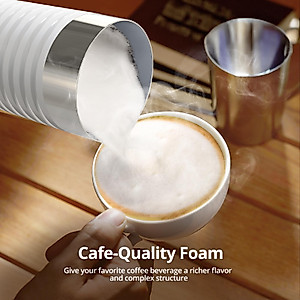 Milk Frother, 4 in 1 Electric Milk Steamer, Automatic Hot and Cold Foam Maker, Auto Shut-Off Frother for Coffee, Latte, Cappuccino (White)