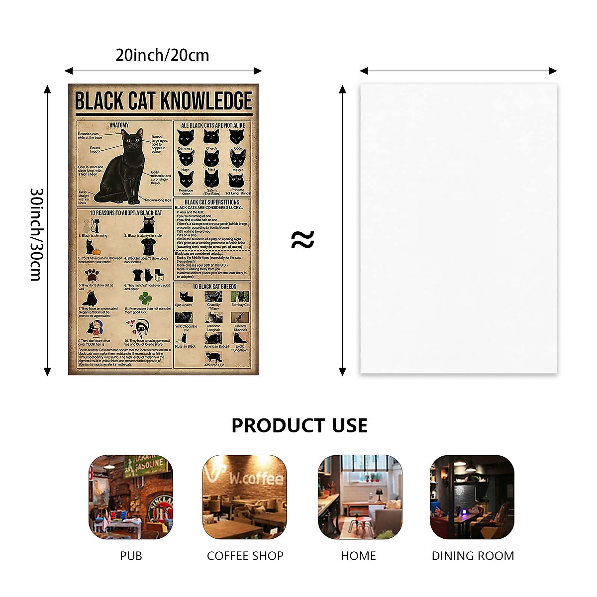 Flechazo Black Cat Knowledge Tin Sign Black Cat Kitchen Decor Poster Cat Smoke Poster Bar Bathroom Bar Garden Home Outdoor Wall Decoration Metal Tin Signs 12x8 Inch,12 x 8 inch