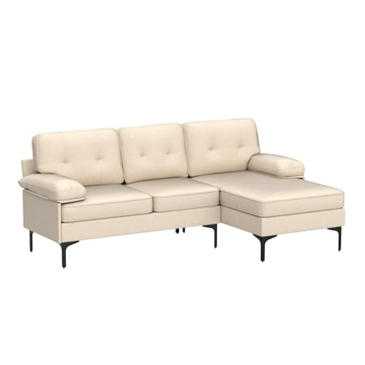ABAKAN 79” Modern Sectional Sofas Couches for Living Room, Chenille L Shaped Couches with Chaise for Small Spaces, Sofa with Solid Wood Frame, Attached Armrest, Easy to Install(Beige)