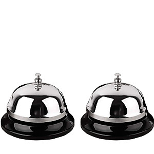 Call Bell 2 Packs 3.35 Inch Diameter with Metal Anti-Rust Construction, Ringing, Durable, Desk Bell Service Bell for Hotels, Schools, Restaurants, Reception Areas, Hospitals, Warehouses(Silver)